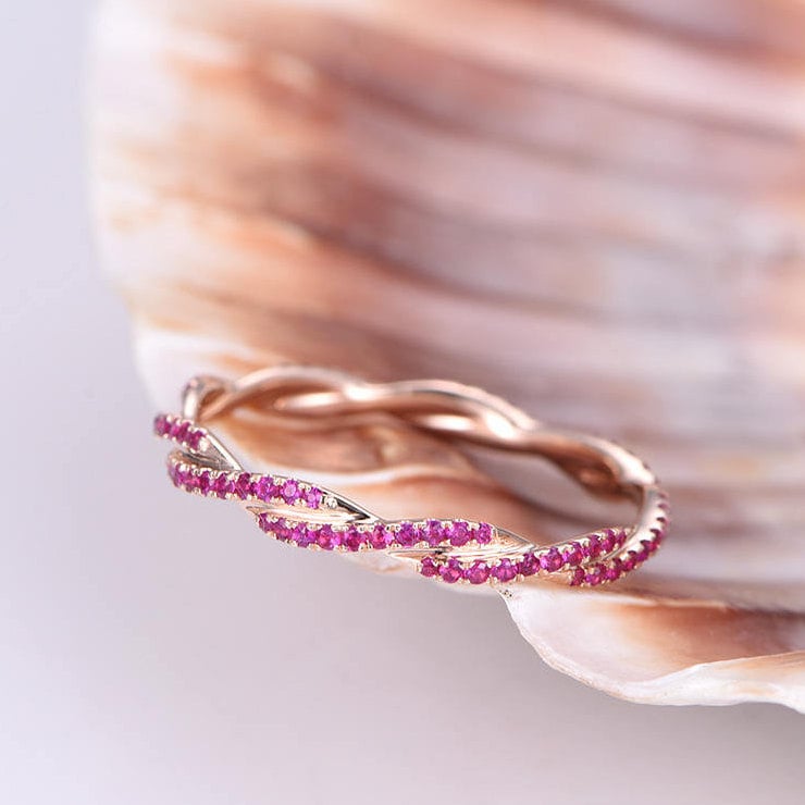 Ruby Ringred Ruby Wedding Band Twisted Shape Full Eternity - Etsy