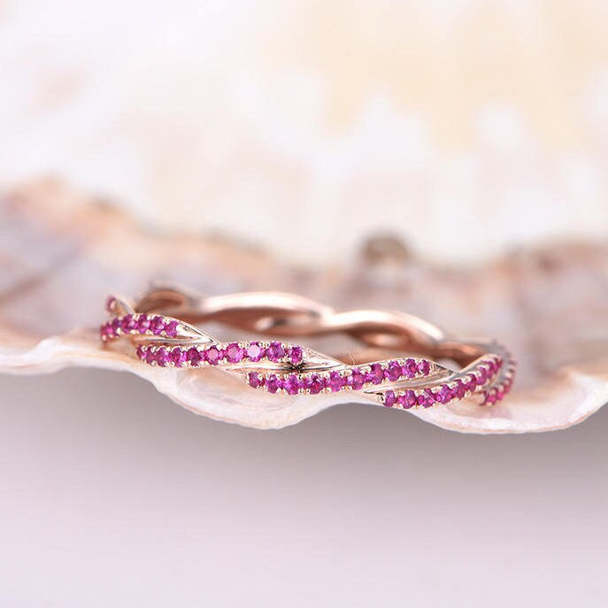 Ruby Ringred Ruby Wedding Band Twisted Shape Full Eternity - Etsy