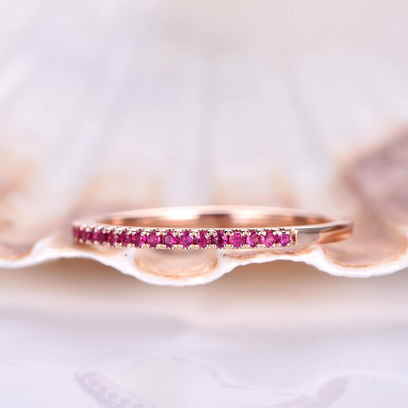 Ruby Wedding Ring Ruby Wedding Band Half Eternity Stacking - Etsy