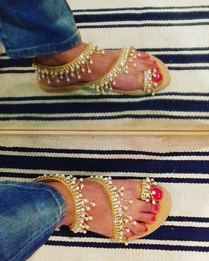 FREE SHIPPING - Cleopatra Leather Sandals With Strass - Etsy