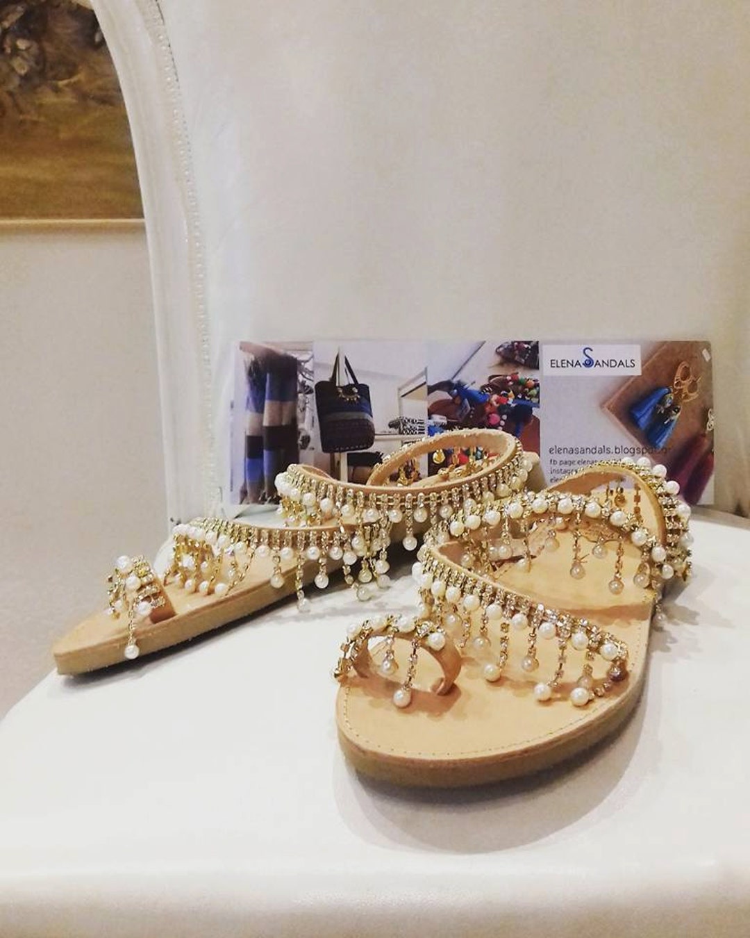 FREE SHIPPING - Cleopatra Leather Sandals With Strass - Etsy