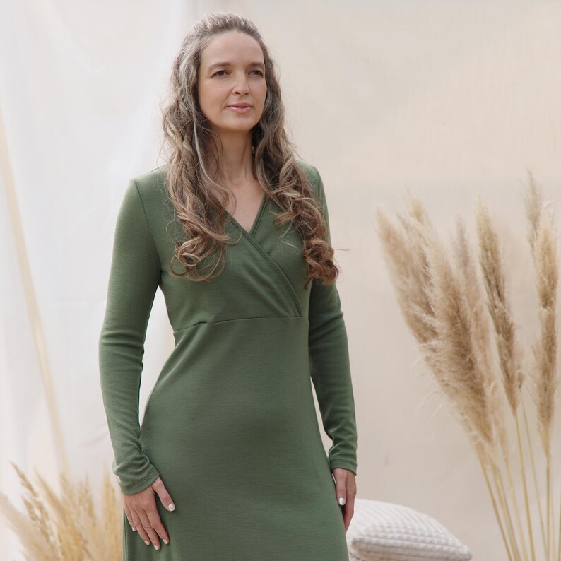 Merino Wool Nightgown for Maternity and Nursing – Soft V-neck Sleepwear ...
