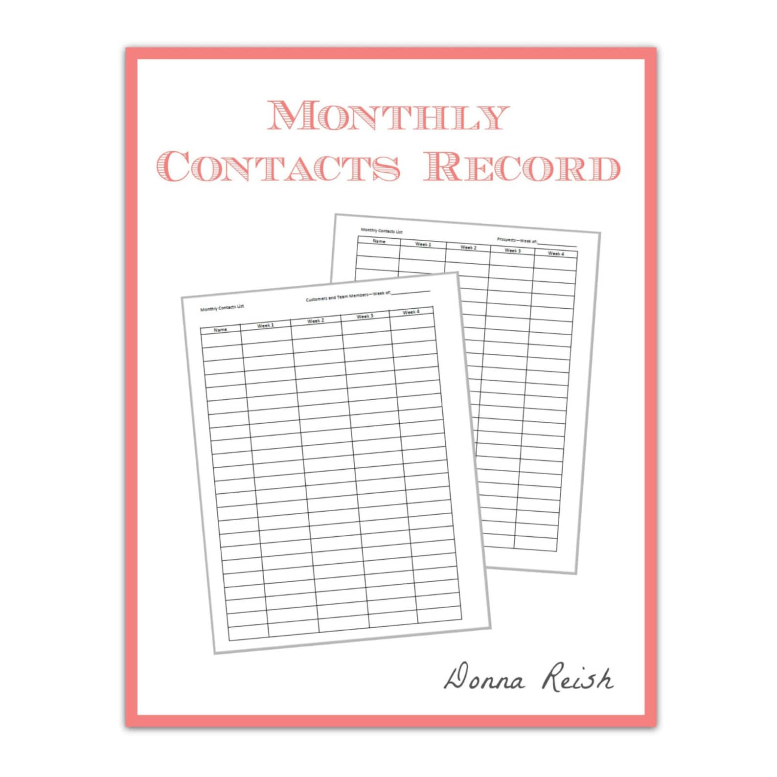 Monthly Contacts Record - Etsy