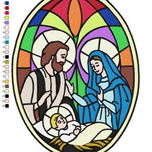 Holy Family Stained Glass Machine Embroidery Design - 3 Sizes for 3.94 ...