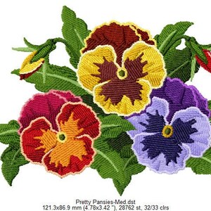 Pretty Pansies Machine Embroidery Design (instant Download) - Etsy