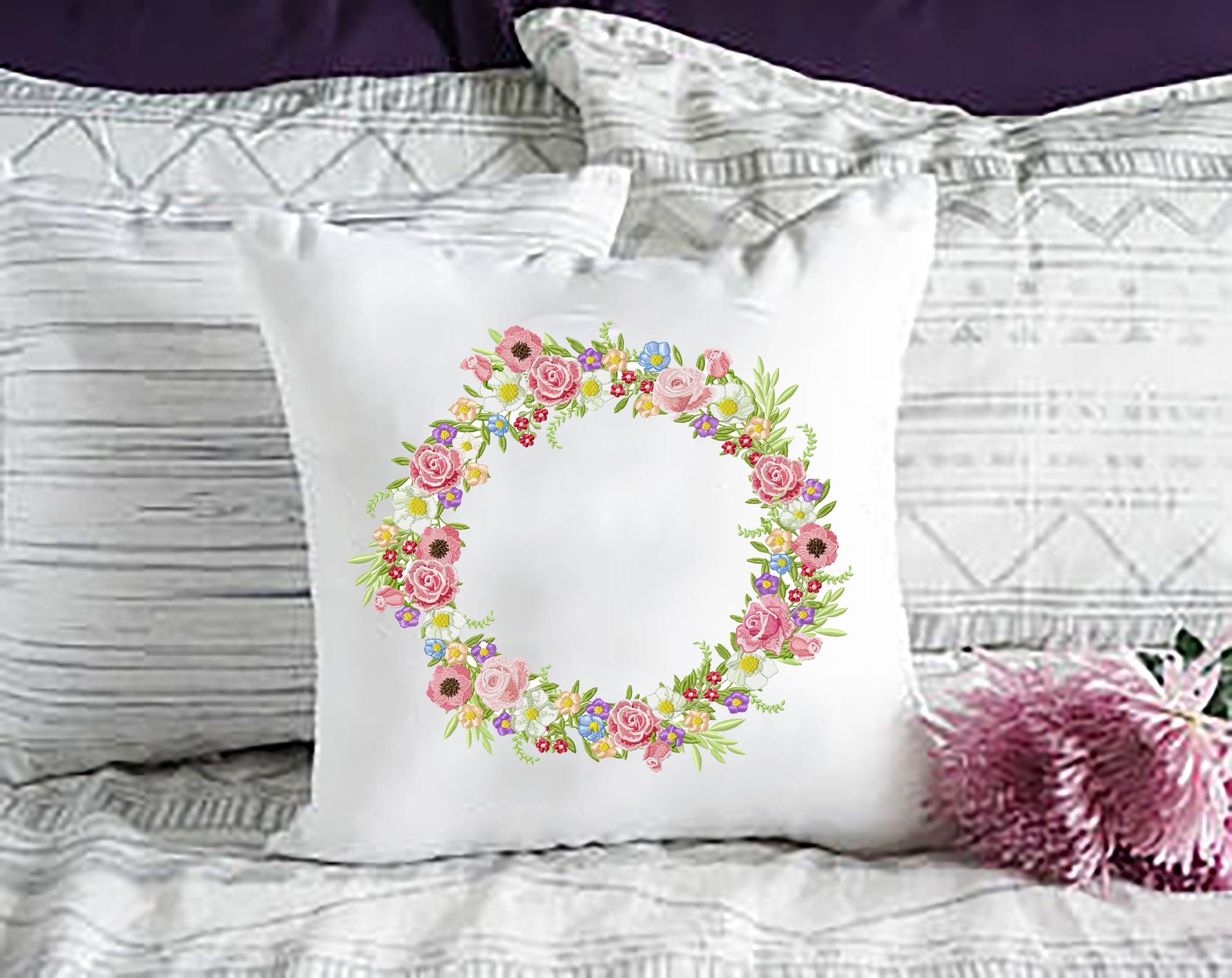 Floral Wreath Machine Embroidery Design XL 9.45 x | Etsy