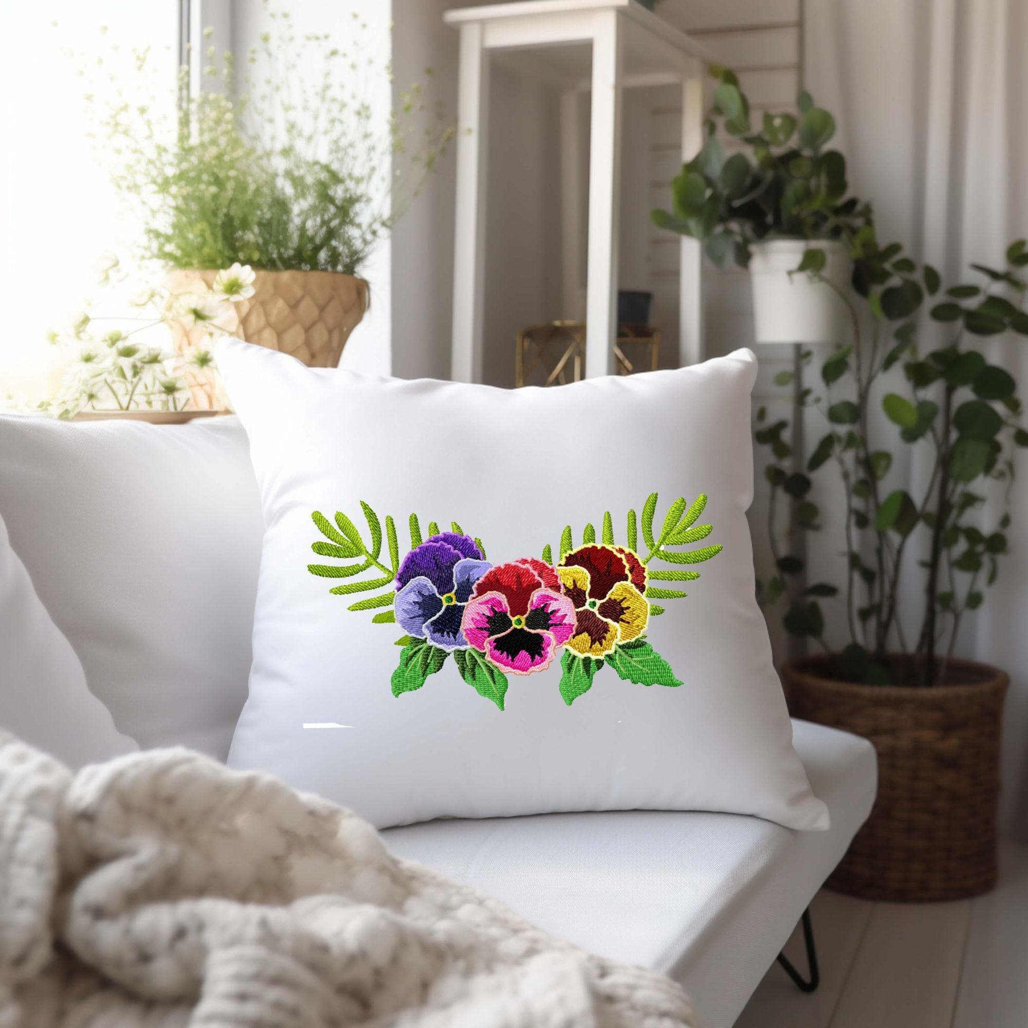 Pansy Spray Embroidery Design: Floral Machine Embroidery (instant ...