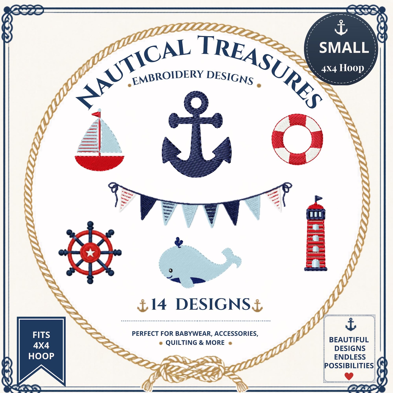 Nautical Embroidery Designs: Small Anchor, Boat, Whale (digital ...