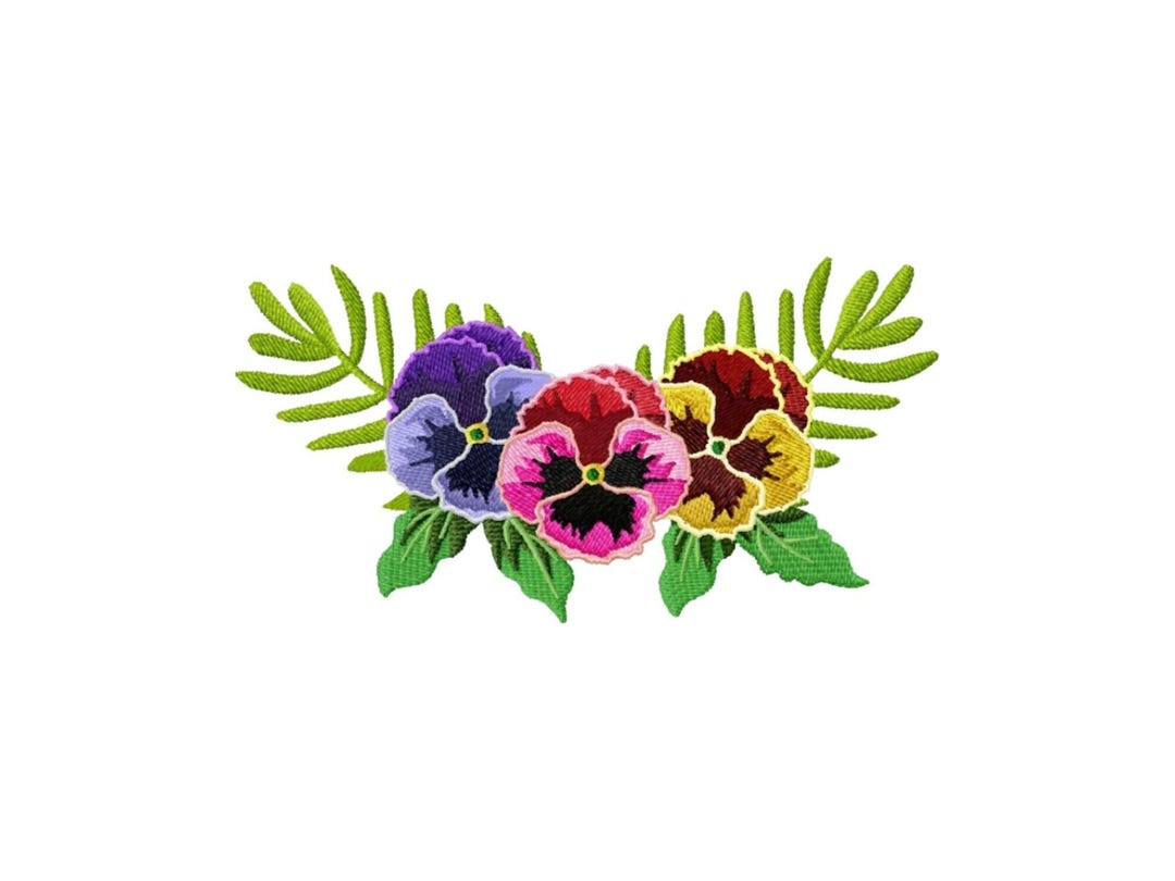 Pansy Spray Machine Embroidery Design in 3 Sizes for 4.72 X 3.94 7.87 X ...