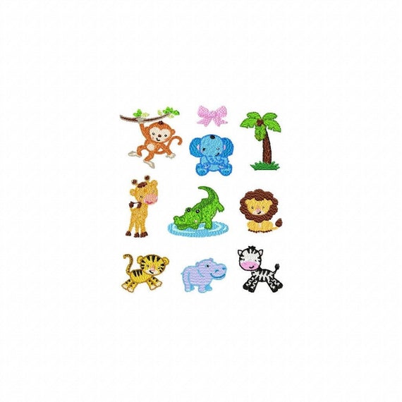 Jungle Safari Animals Machine Embroidery 12 Designs Pack 2 | Etsy