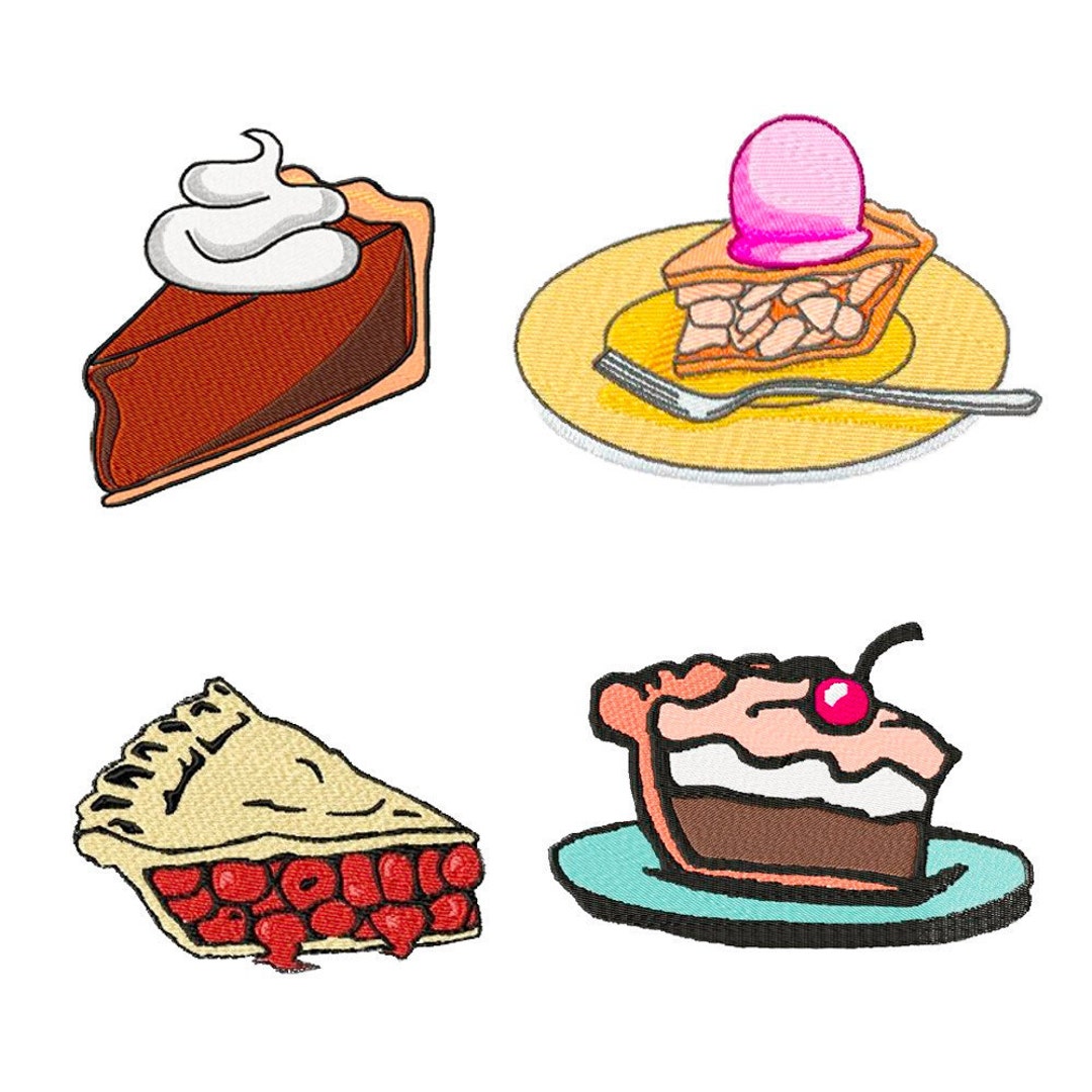 Dessert Pies Embroidery Design Pack1 4 Designs in 3 Sizes for 3.94 X 3. ...