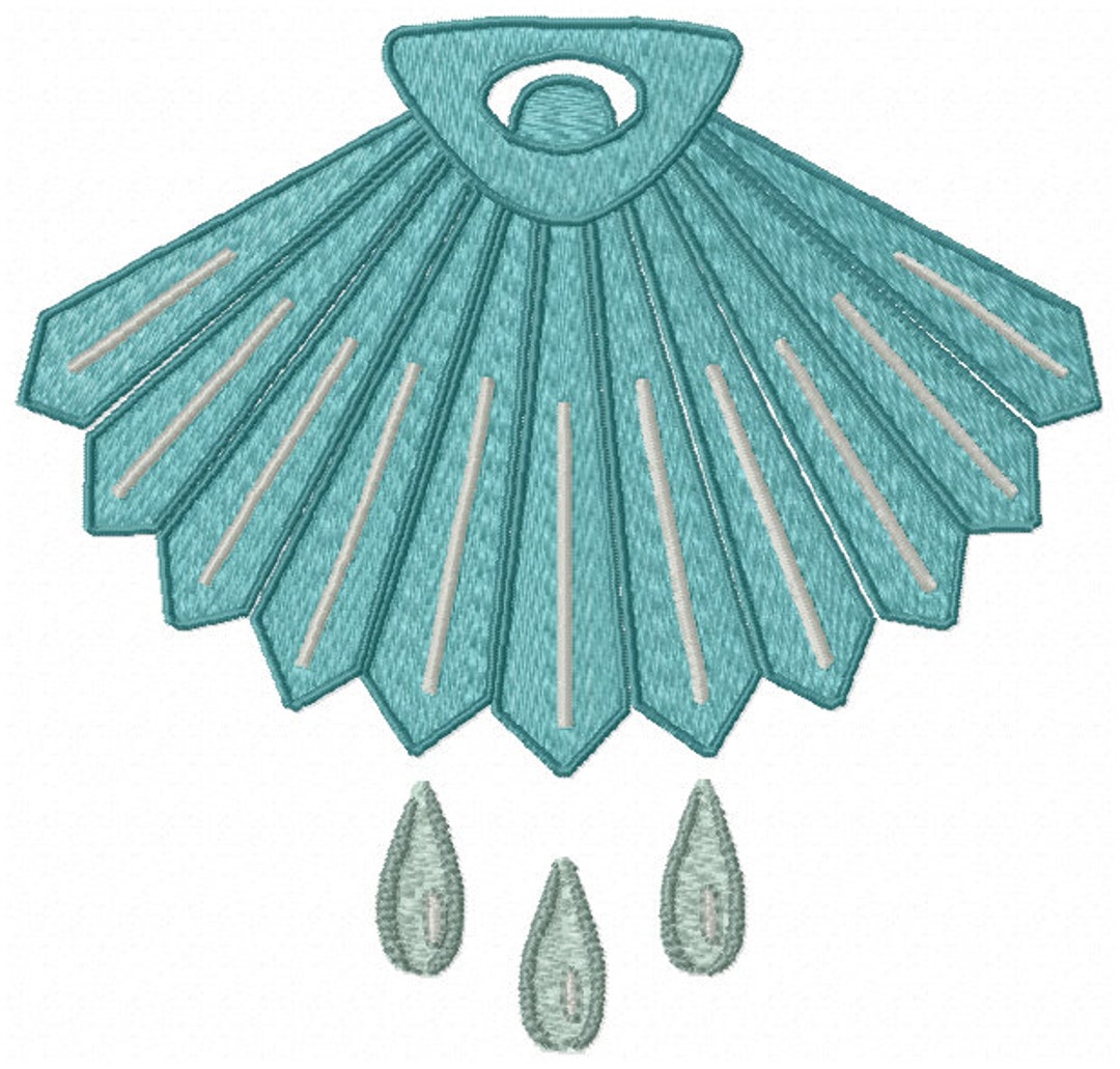 Clam-shell and Water Drops Machine Embroidery Design 3 Sizes for 3.94 X ...