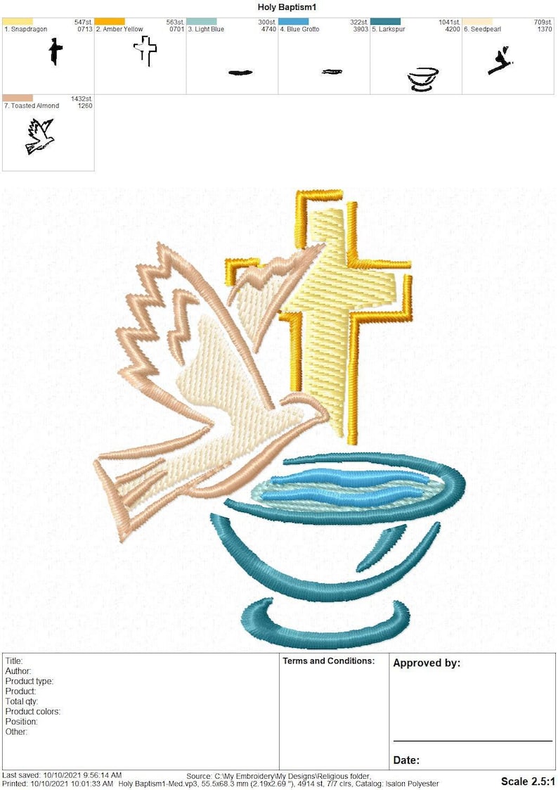 Baptism Symbol Embroidery Design: Dove, Cross (instant Download) - Etsy
