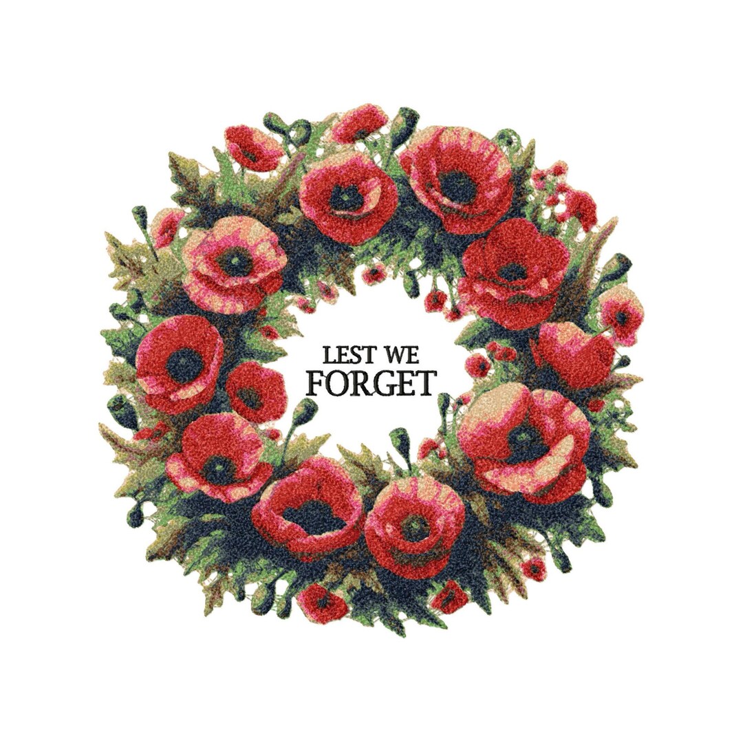 Remembrance Poppy Wreath - Photo-stitch Embroidery Design - for 6.30 X ...
