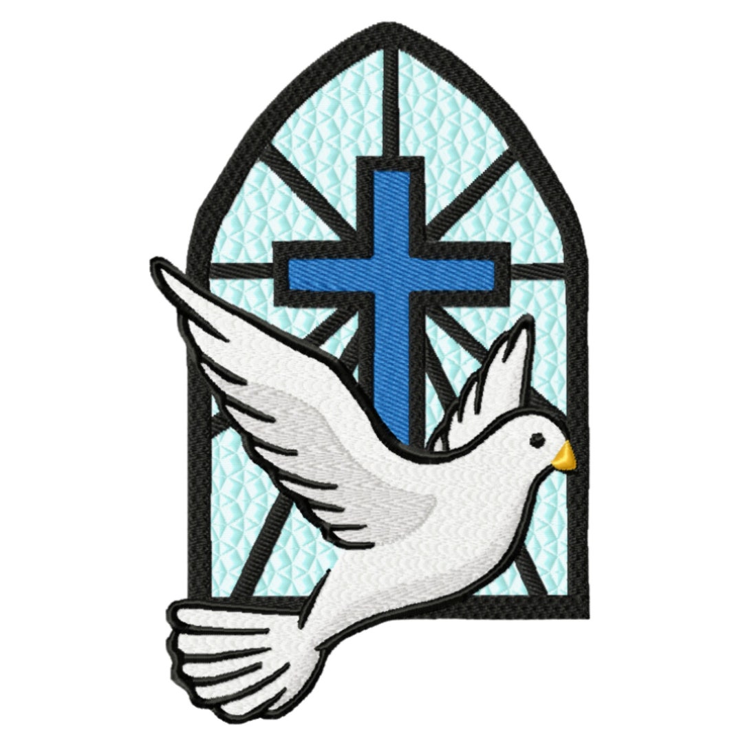Dove Cross Window Embroidery Design: Religious Machine Embroidery ...