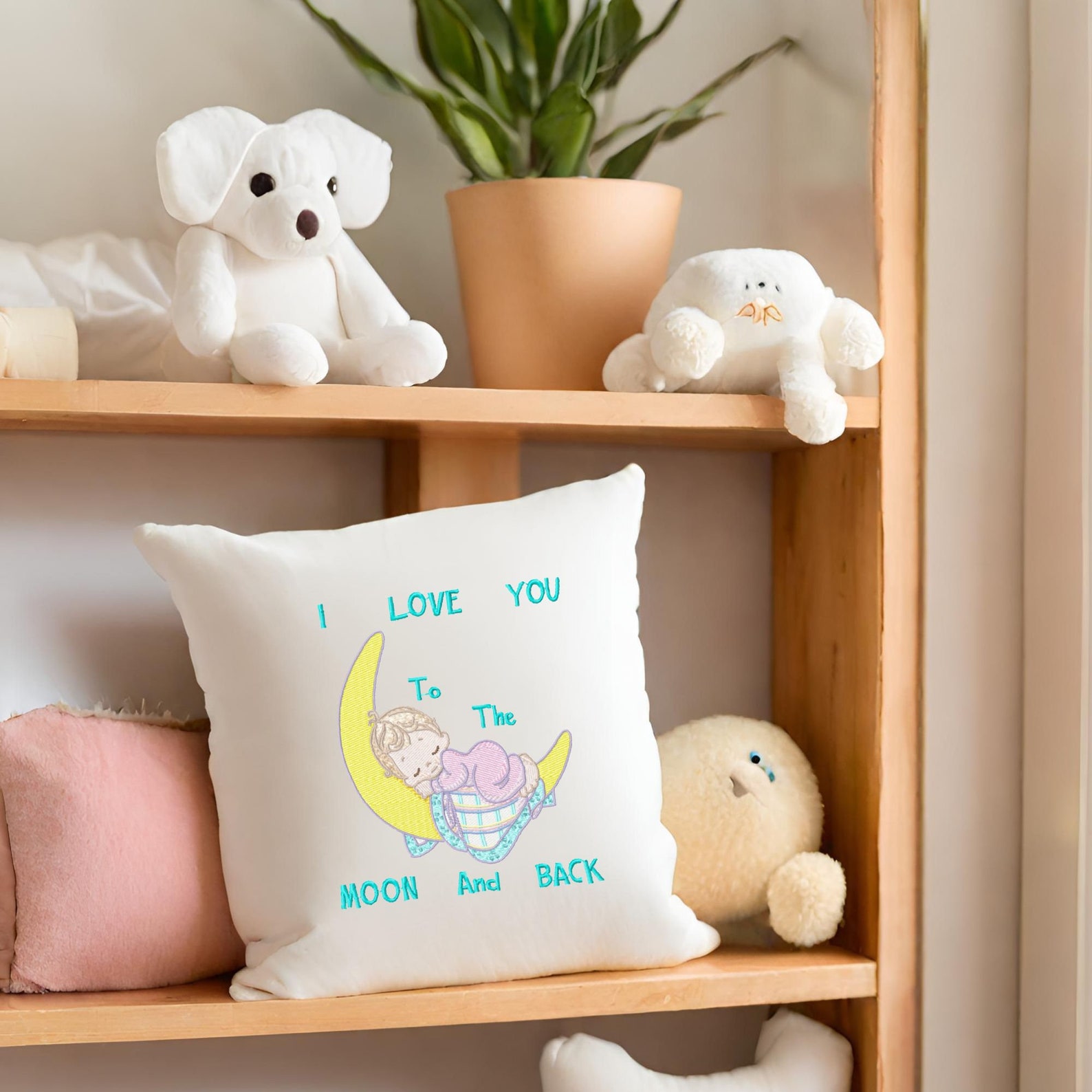 Baby Girl Moon Embroidery Design: Nursery Decor (instant Download) - Etsy