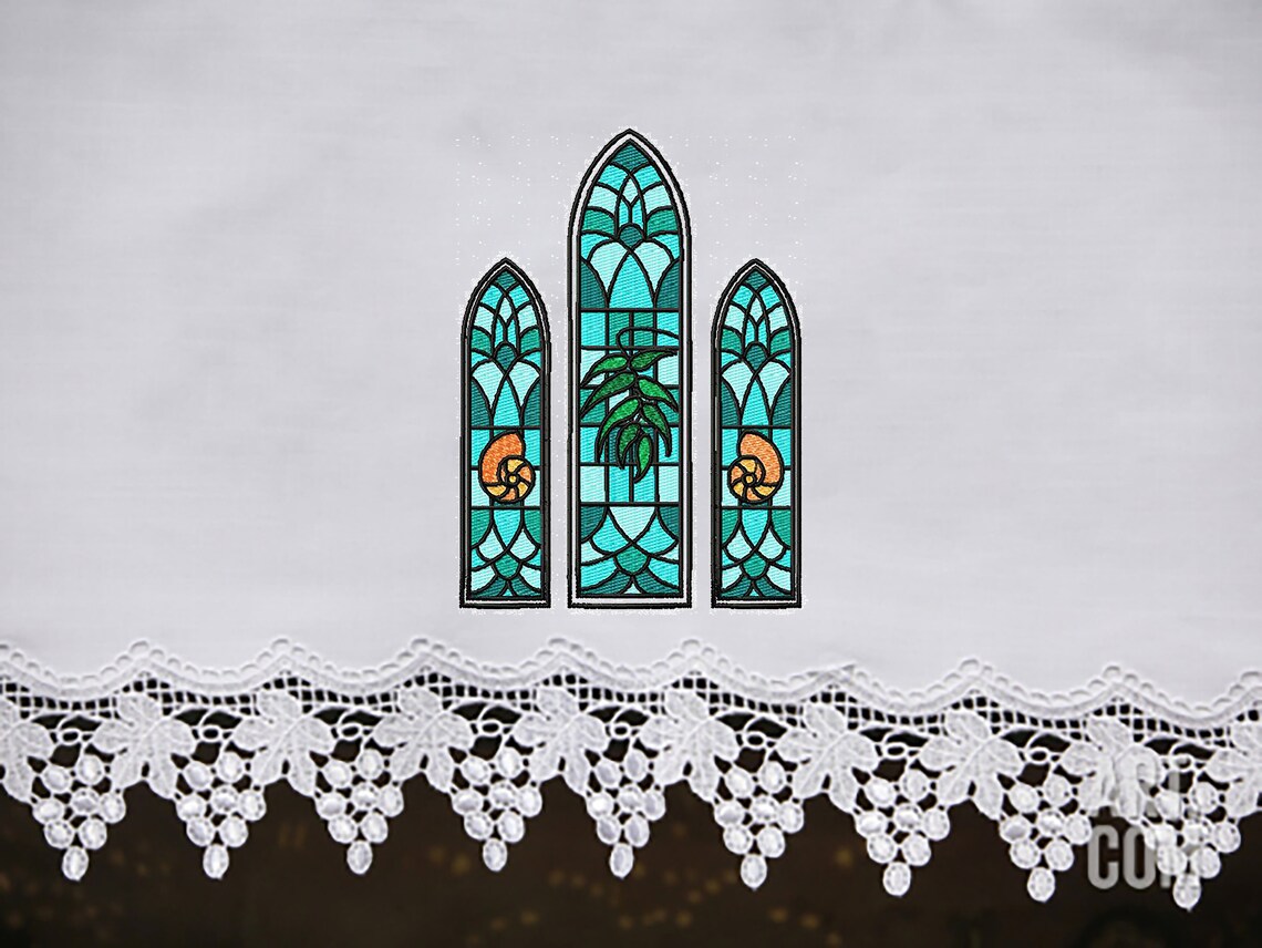 Stained Glass Window Machine Embroidery Design 3 Sizes for - Etsy