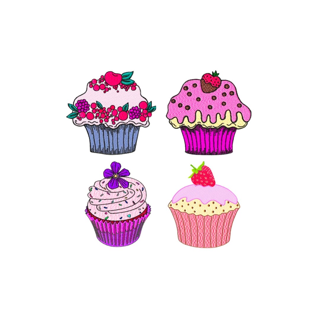 Cup-cake - Embroidery Design Pack(1) - 4 Designs in 3 Sizes for 4.72 X ...