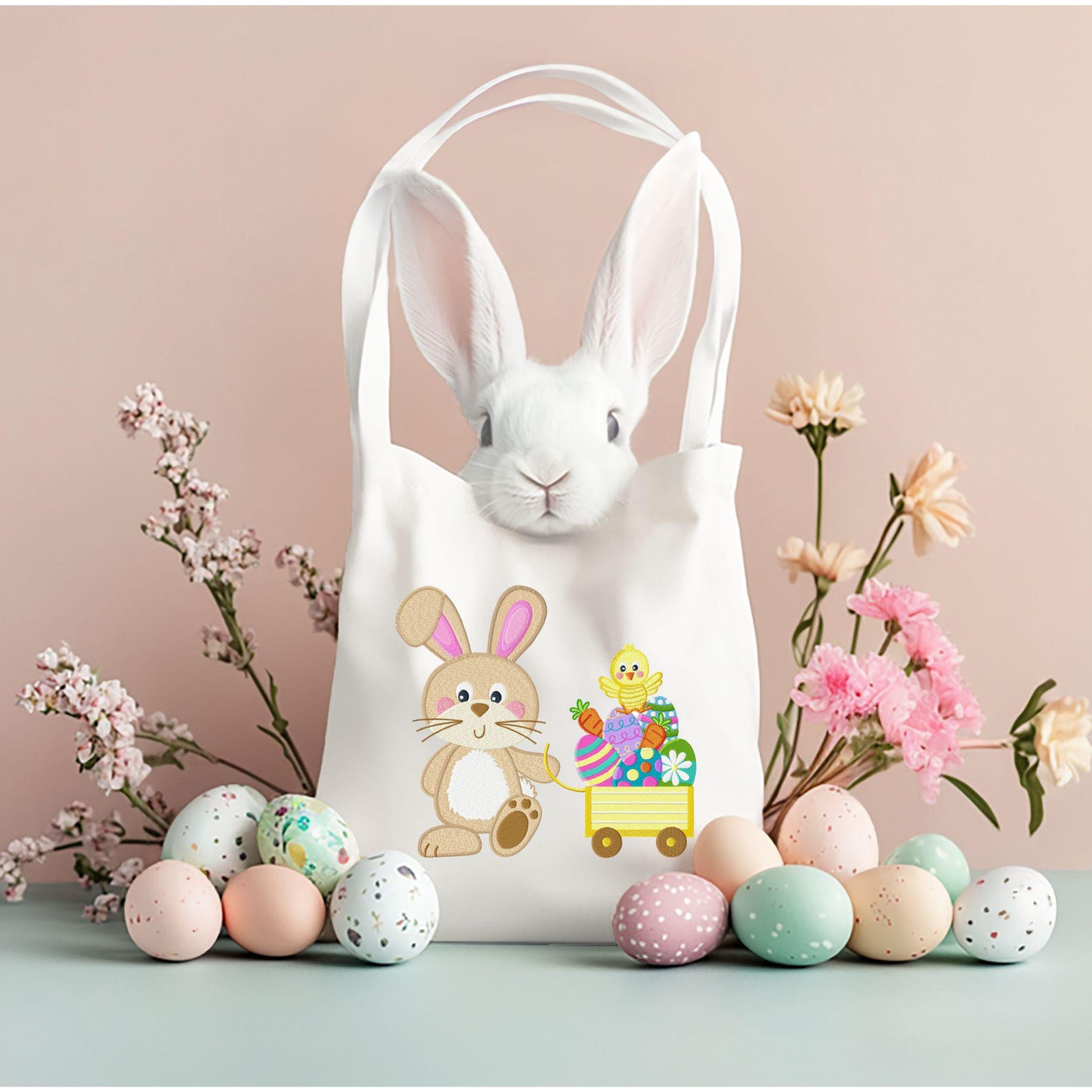 Easter Bunny & Trailer Machine Embroidery Design (instant Download) - Etsy