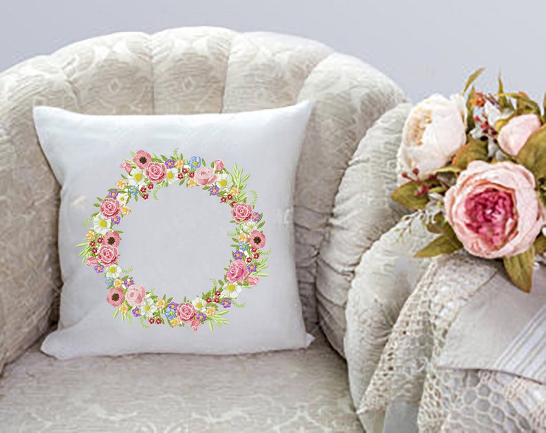 Floral Wreath Machine Embroidery Design (large) - Instant Download - Etsy