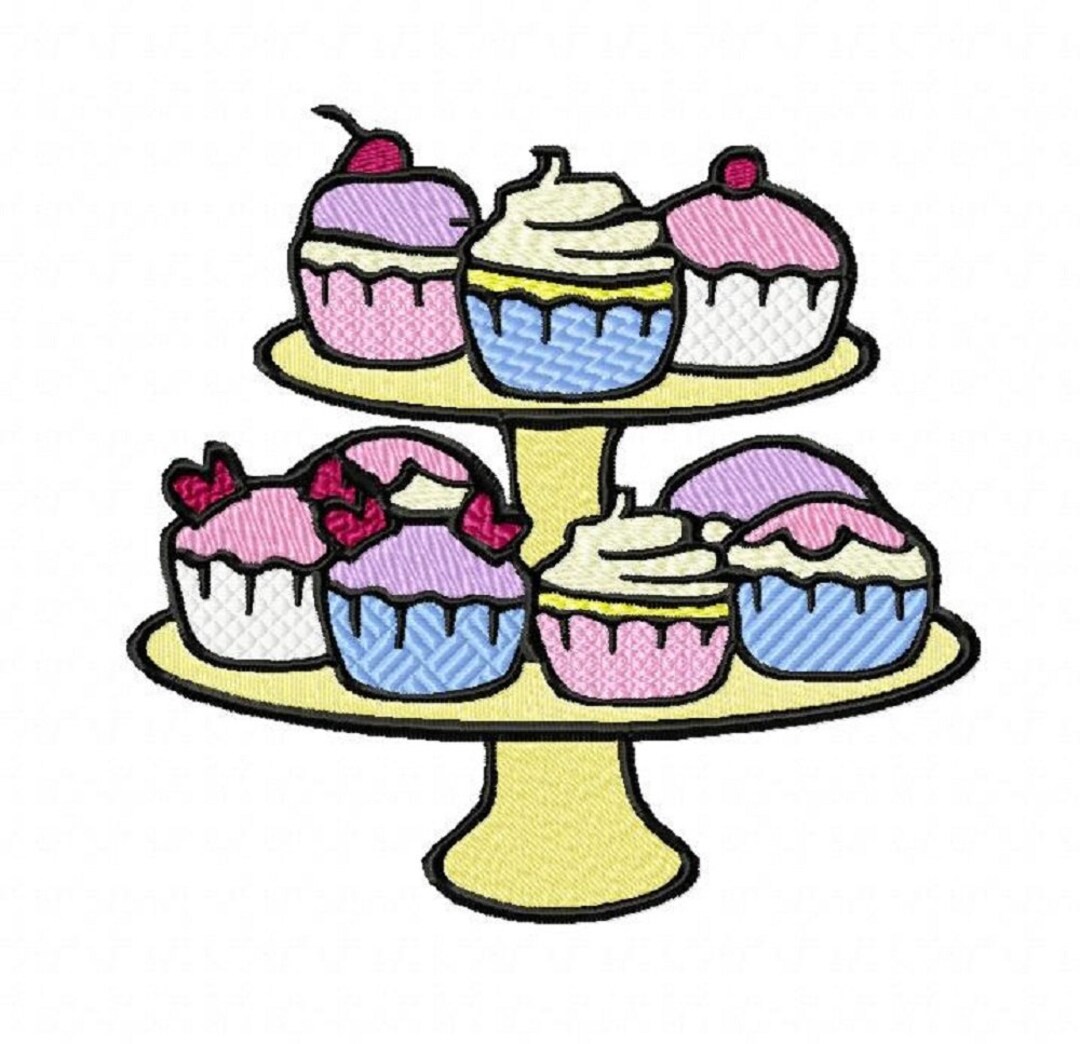 Cupcakes Plate Machine Embroidery Design 3 Sizes for 6 - Etsy