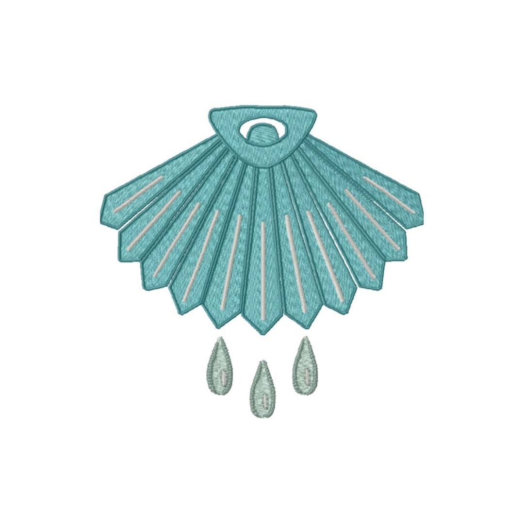 Clam-shell and Water Drops - Machine Embroidery Design - 3 Sizes for 3. ...