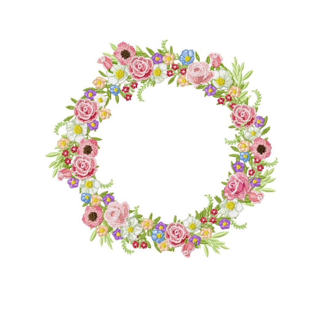 Floral Wreath Machine Embroidery Design small for 140.0 X 140.0 Mm 5.51 ...