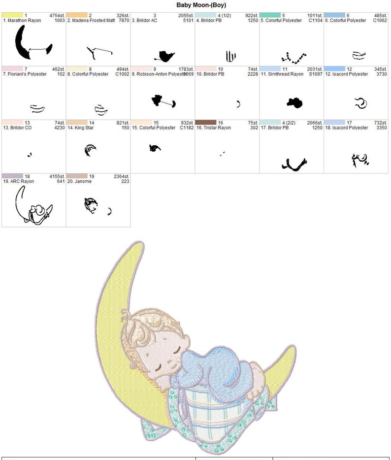 Baby Moon Boy Embroidery Design: Nursery Decor (instant Download) - Etsy