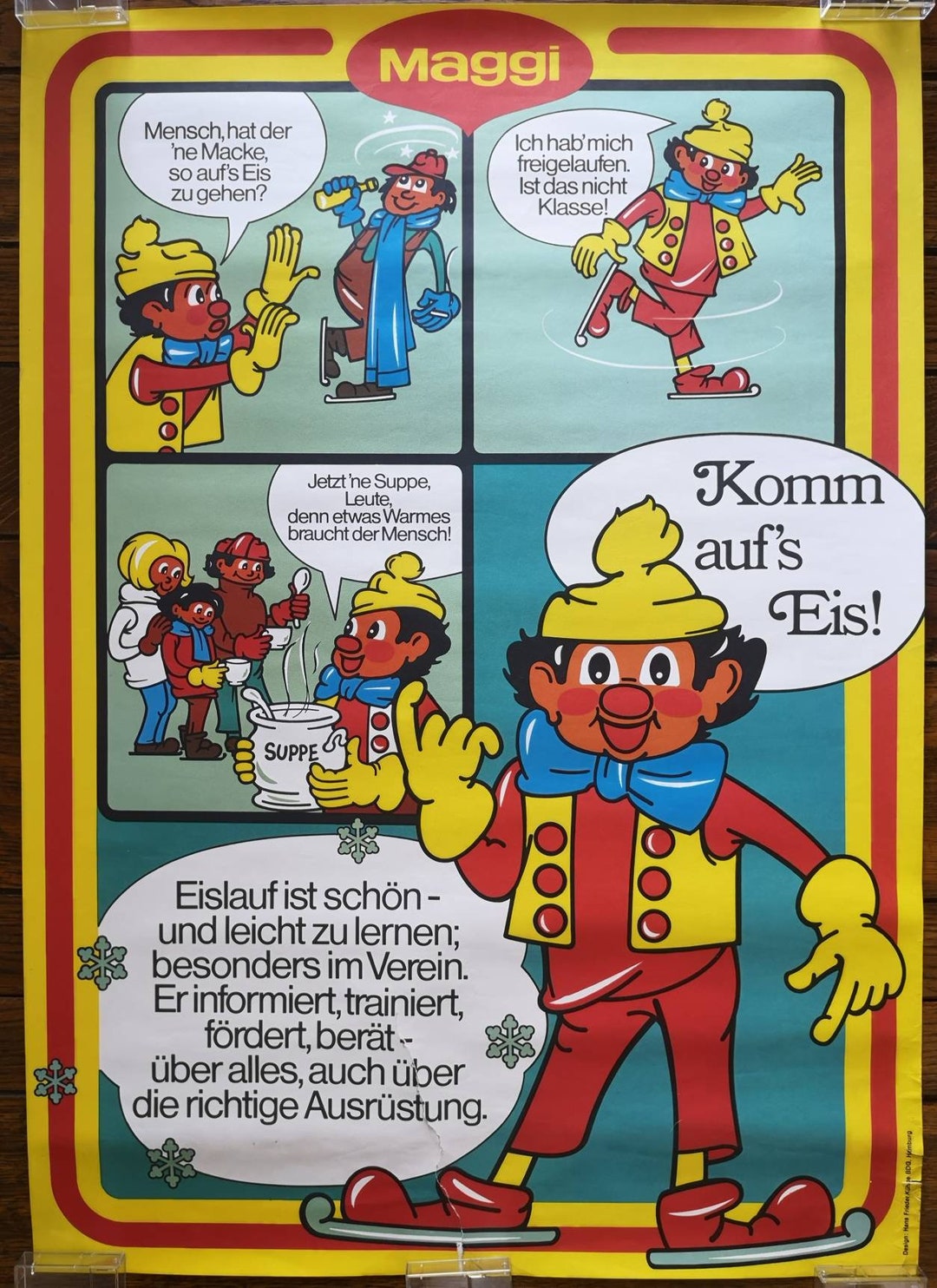 Rare Vintage German 1980's Maggi Ice Skating Advertising Poster / Print ...