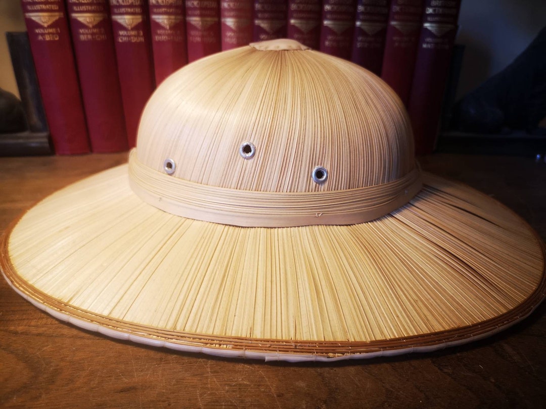Rare Ladies Vintage (1950s) Hand Woven French Straw Pith Helmet Safari ...