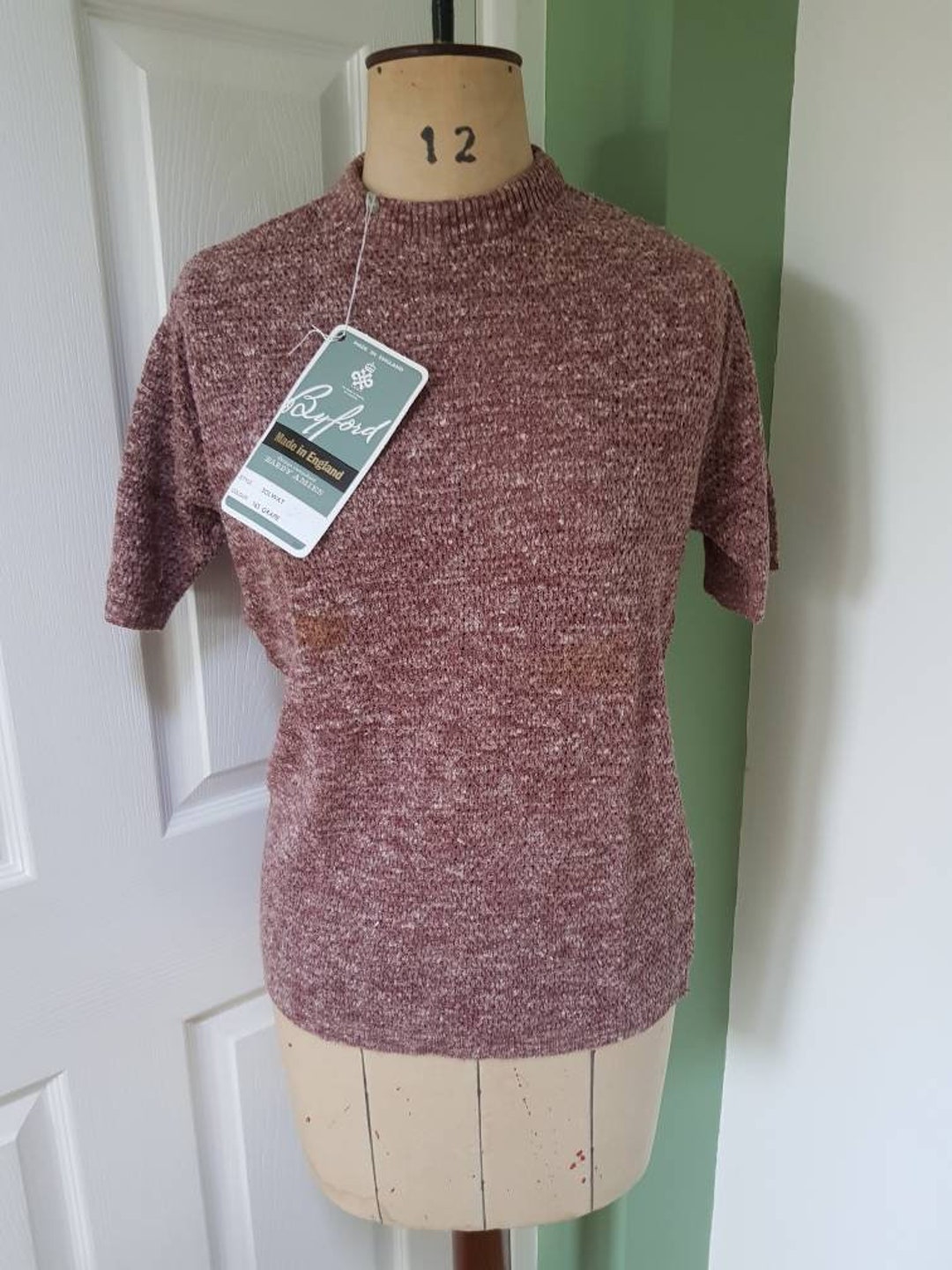 Vintage Unworn Deadstock 1970s BYFORD Women's Burgundy Knitted ...