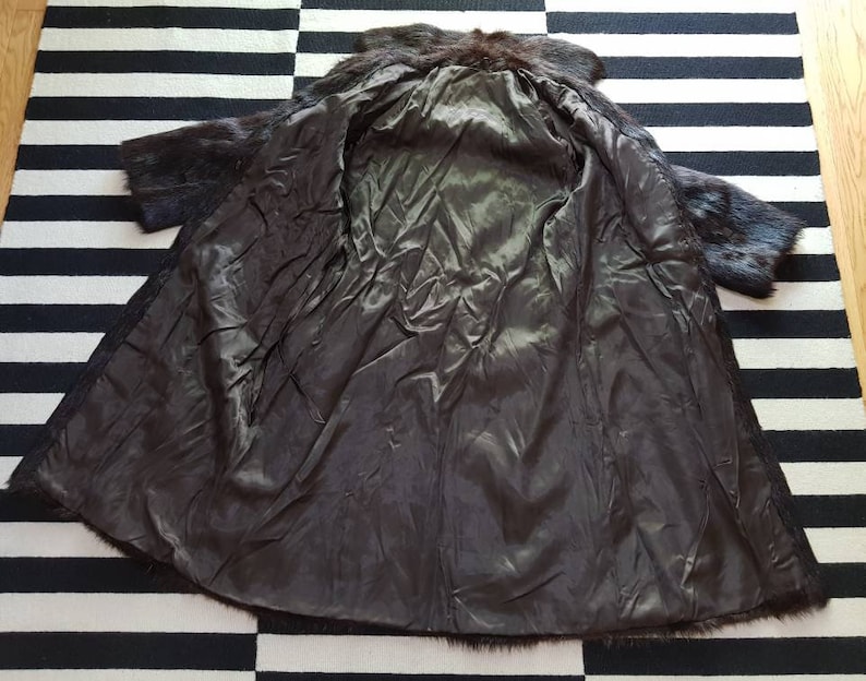 Vintage Ladies' Mink Fur Coat, Very Dark Brown, Full Length - Genuine ...