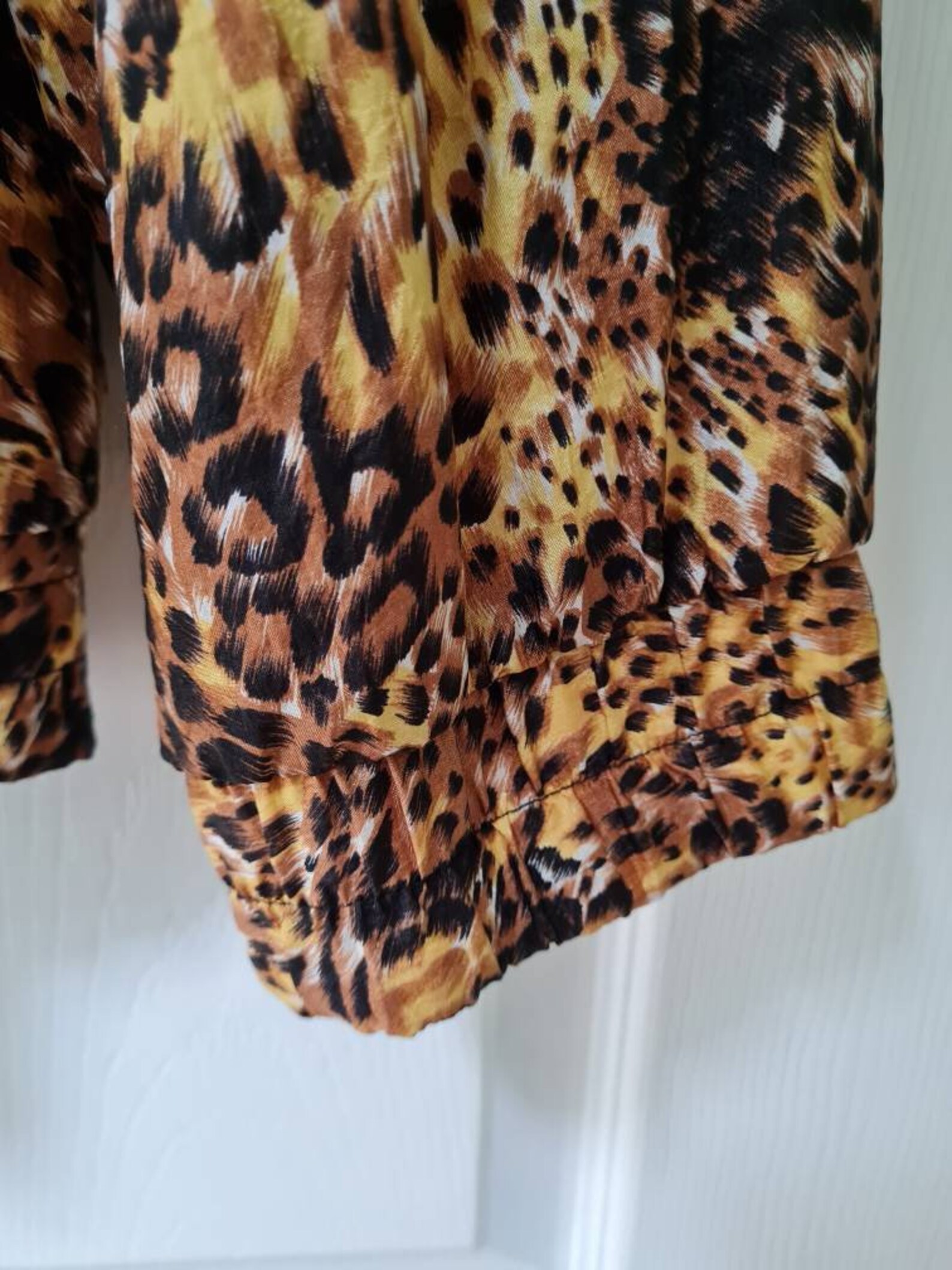 Vintage Unisex Black and Leopard Print Lightweight Jacket With Bronze ...