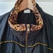 Vintage Unisex Black and Leopard Print Lightweight Jacket With Bronze ...