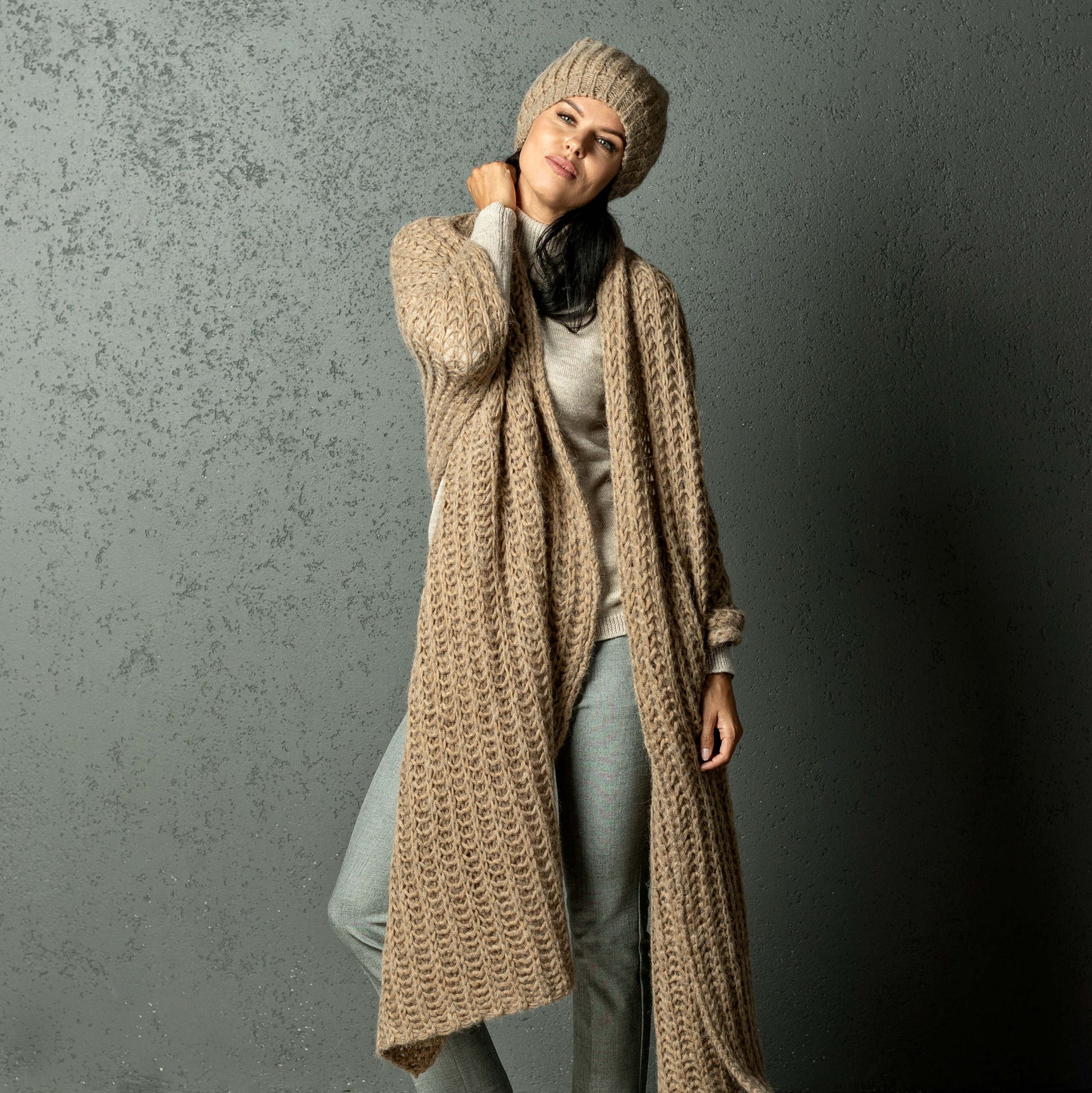 Chunky Alpaca Scarf Chunky Alpaca Cap Knitted Alpaca Scarf - Etsy