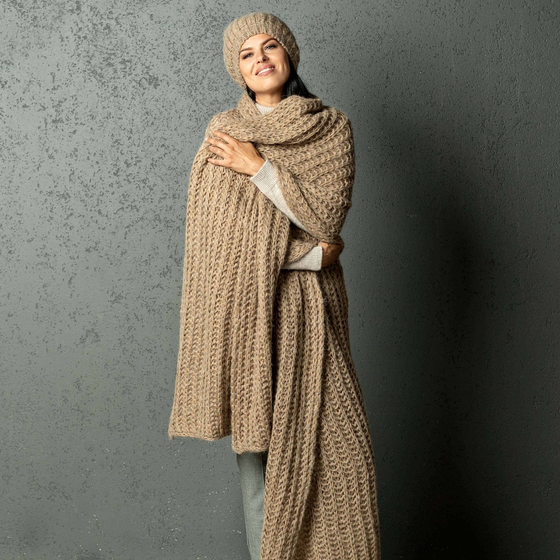 Chunky Alpaca Scarf Chunky Alpaca Cap Knitted Alpaca Scarf - Etsy