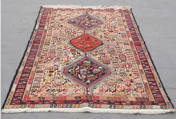 Vintage soumak kilimrug 202x121cm 66x39 feet tribal kilim | Etsy