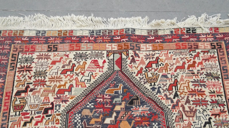 Vintage soumak kilimrug 202x121cm 66x39 feet tribal kilim | Etsy