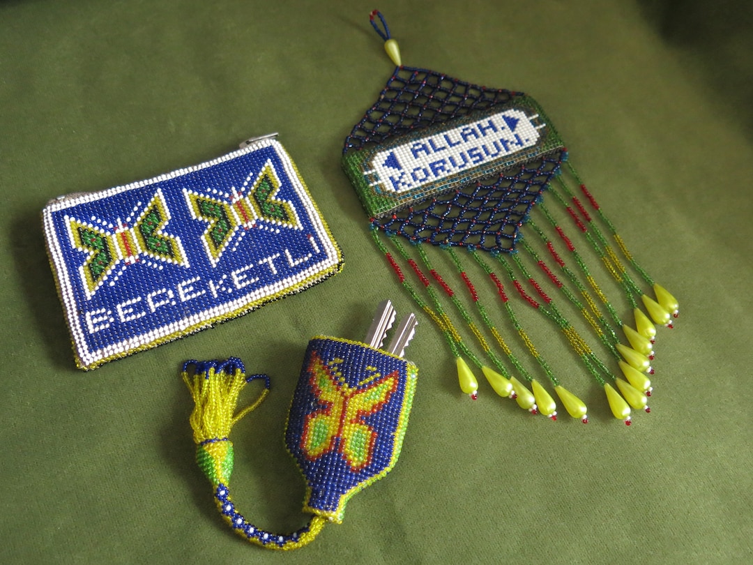 Prison Made Beaded Pouch, Key Holder and Wall Decor Set - Etsy