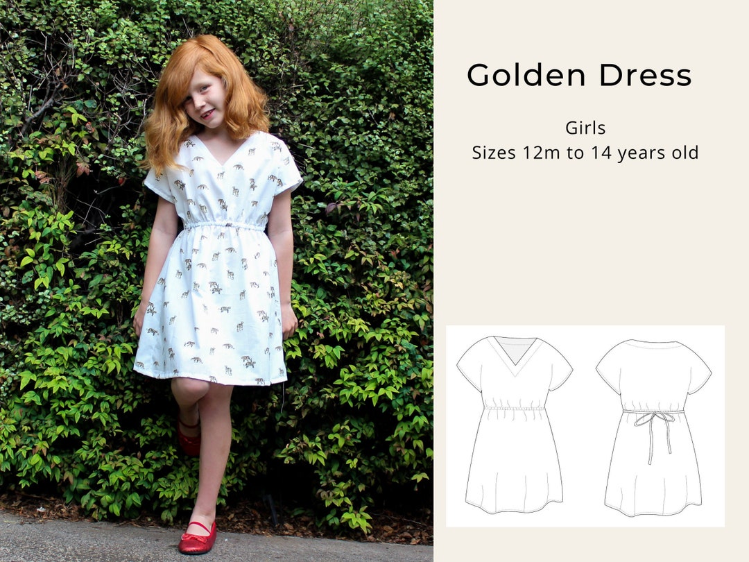 Golden Dress PDF Sewing Pattern: Girls English - Etsy