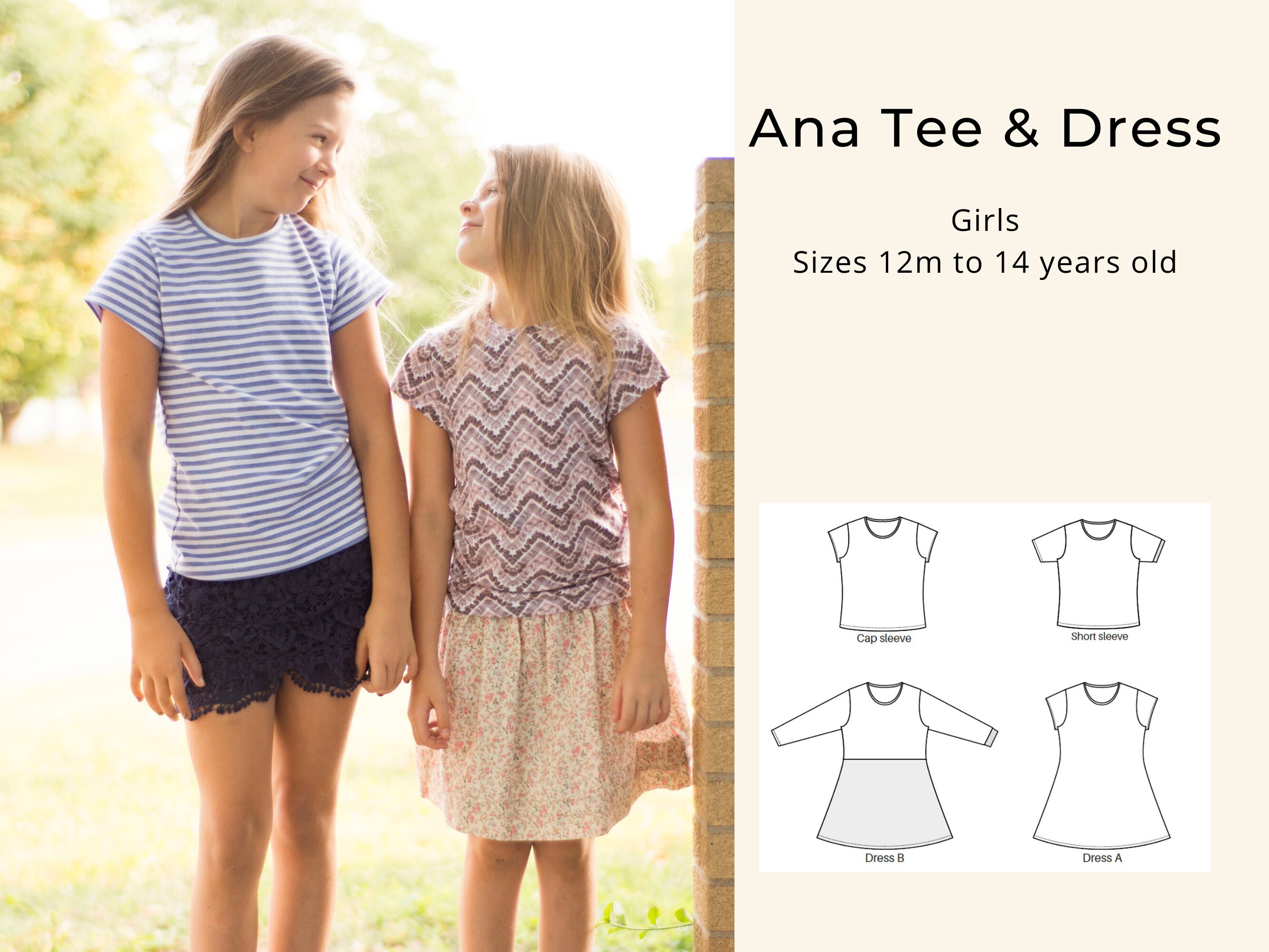 Ana Tee & Dress PDF Sewing Pattern: Girls English - Etsy