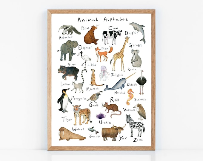Animal Alphabet Print Animal ABC Nursery Wall Art - Etsy