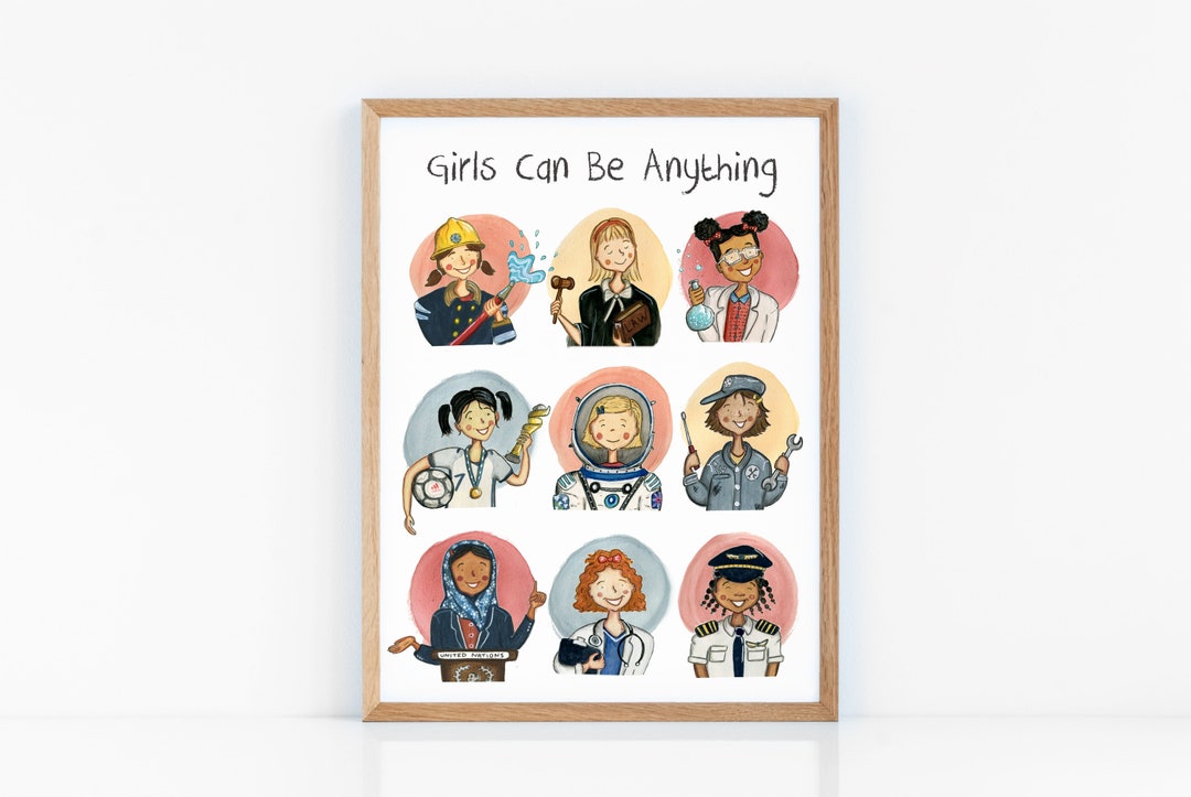 Girls Can Be Anything - Inspirational Girls Print - Nursery Decor ...