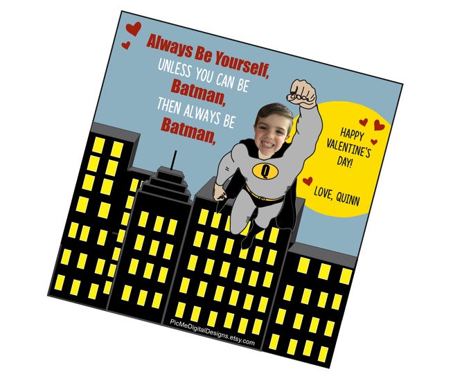 Superhero Boy Valentine, Photo Valentine, Super Hero Valentine, Child's ...