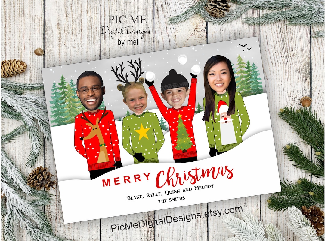 Printable Family Christmas Card, Custom Photo Christmas Card, Funny ...