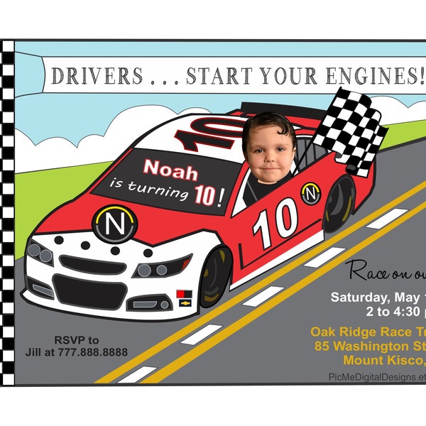 Nascar Invitations - Etsy