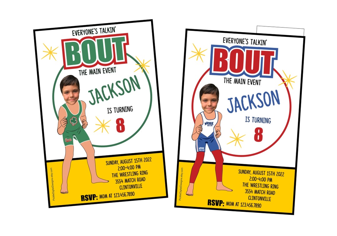 Wrestling Birthday Invitation, Main Event Wrestling Invitation, Custom ...