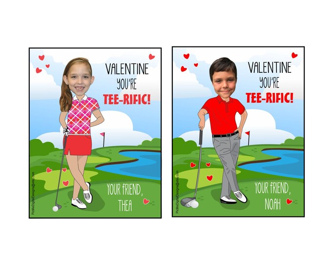 Golf Valentine, Custom Photo Printable Golf Valentine, Adult or Child's ...