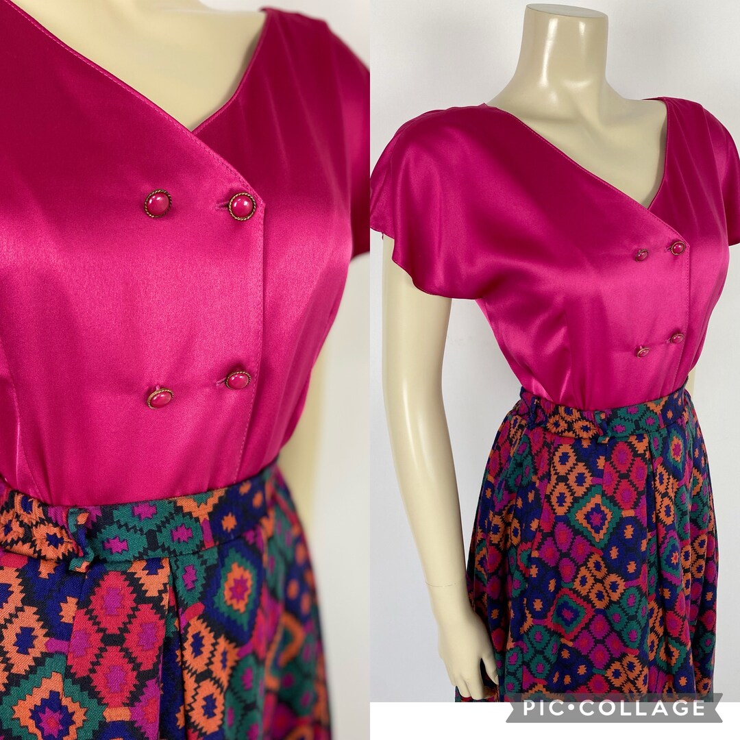 Small Hot Pink 1980s Retro Top 1980s Vintage Womenswear - Etsy