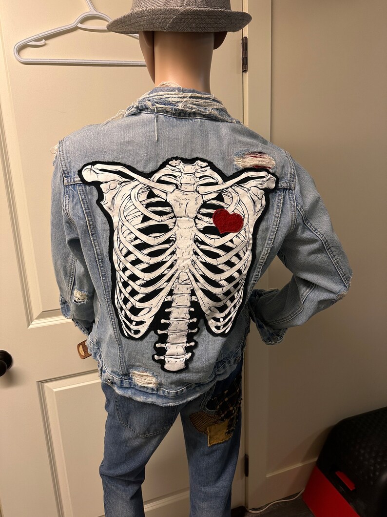 Skeleton Ribcage Jean Jacket - Etsy